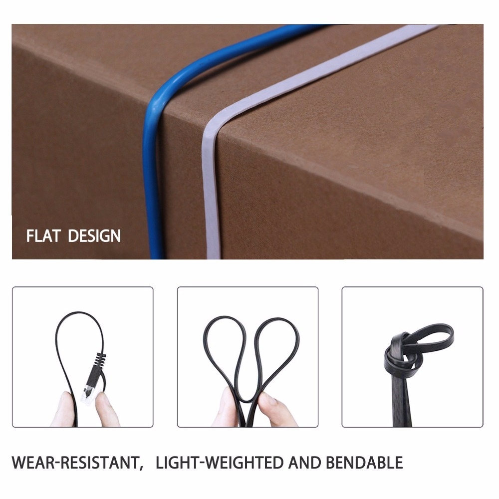 20pcs/lot 25cm 50cm 1m 1.5m 2m 3m 5m cable CAT6 Flat UTP Ethernet ...