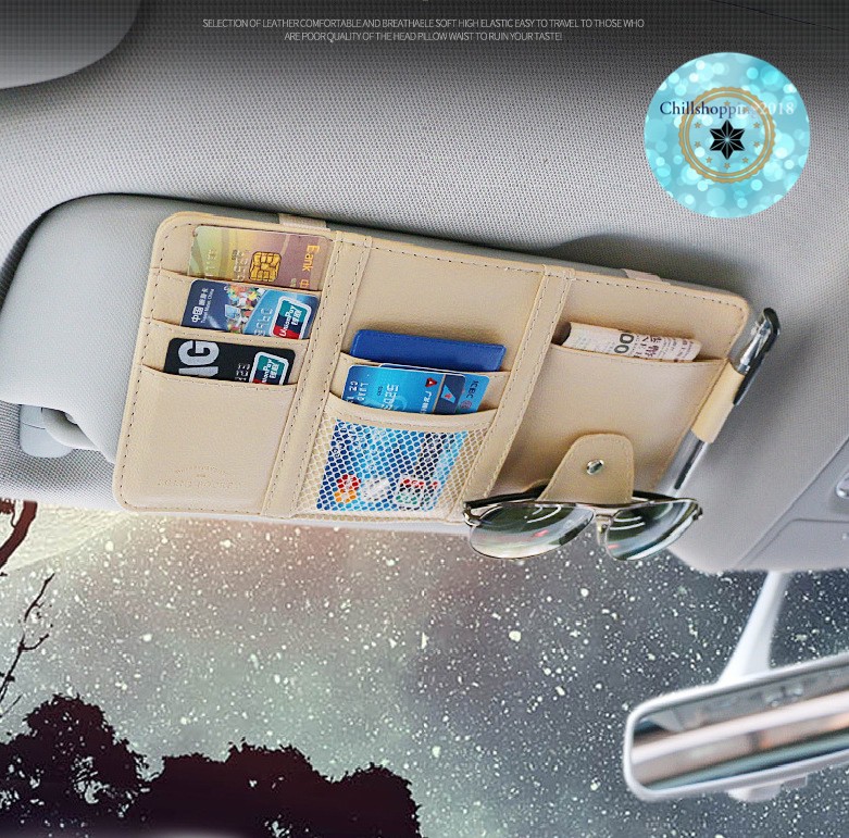 (ch1207x)ที่ใส่แว่นในรถ , Pu Car Pouch Card , ใส่ของบังแดด , ใส่บัตรบน ...
