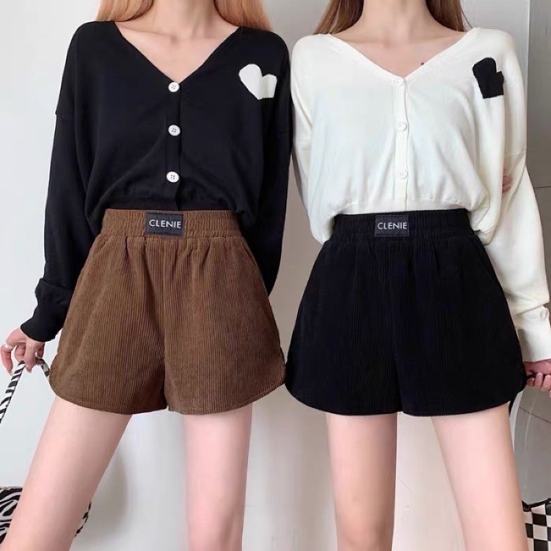 กางเกงขาสั้น ป้ายK ผ้าลูกฟูก เอวสูง แต่งเอวCLENIE เว้าขา #9099 - เอซี ...