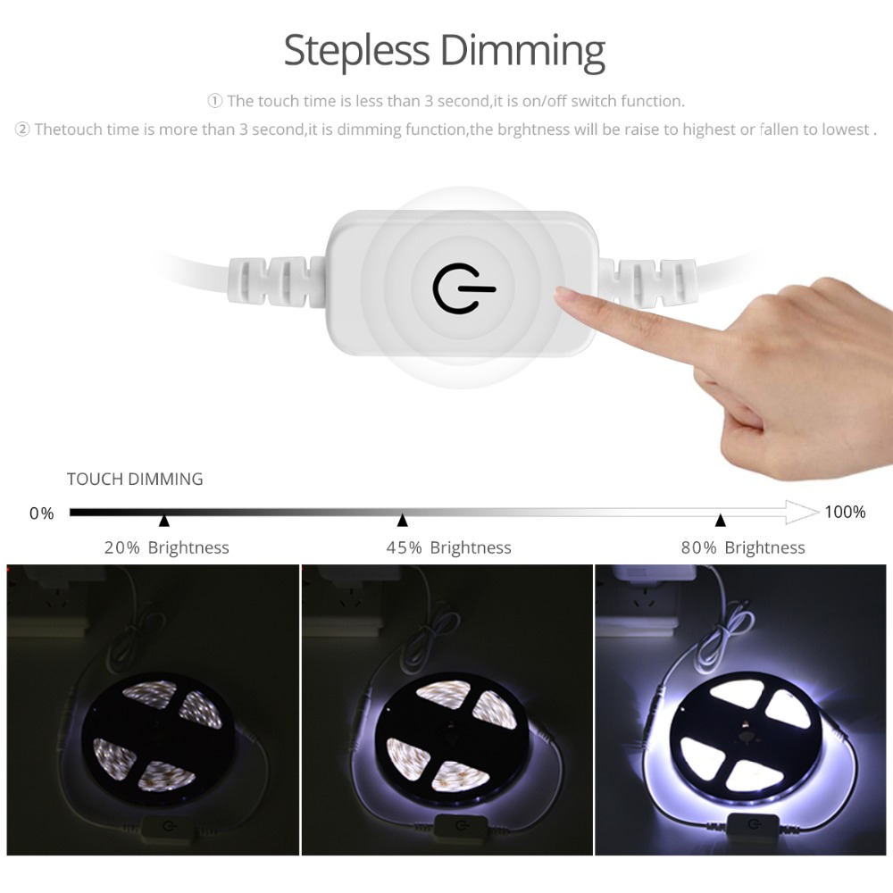 1-5m Stepless Dimming Touch Sensor Switch LED Strip Light 60ledsm ...