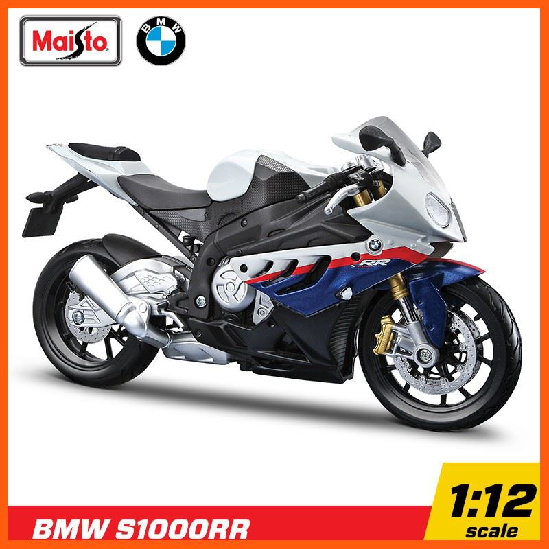 SALE" ☾ ☑โมเดลรถ บิ๊กไบค์ BMW S1000RR สีขาว-น้ำเงิน สเกล 1:12 แบรนด์ ...