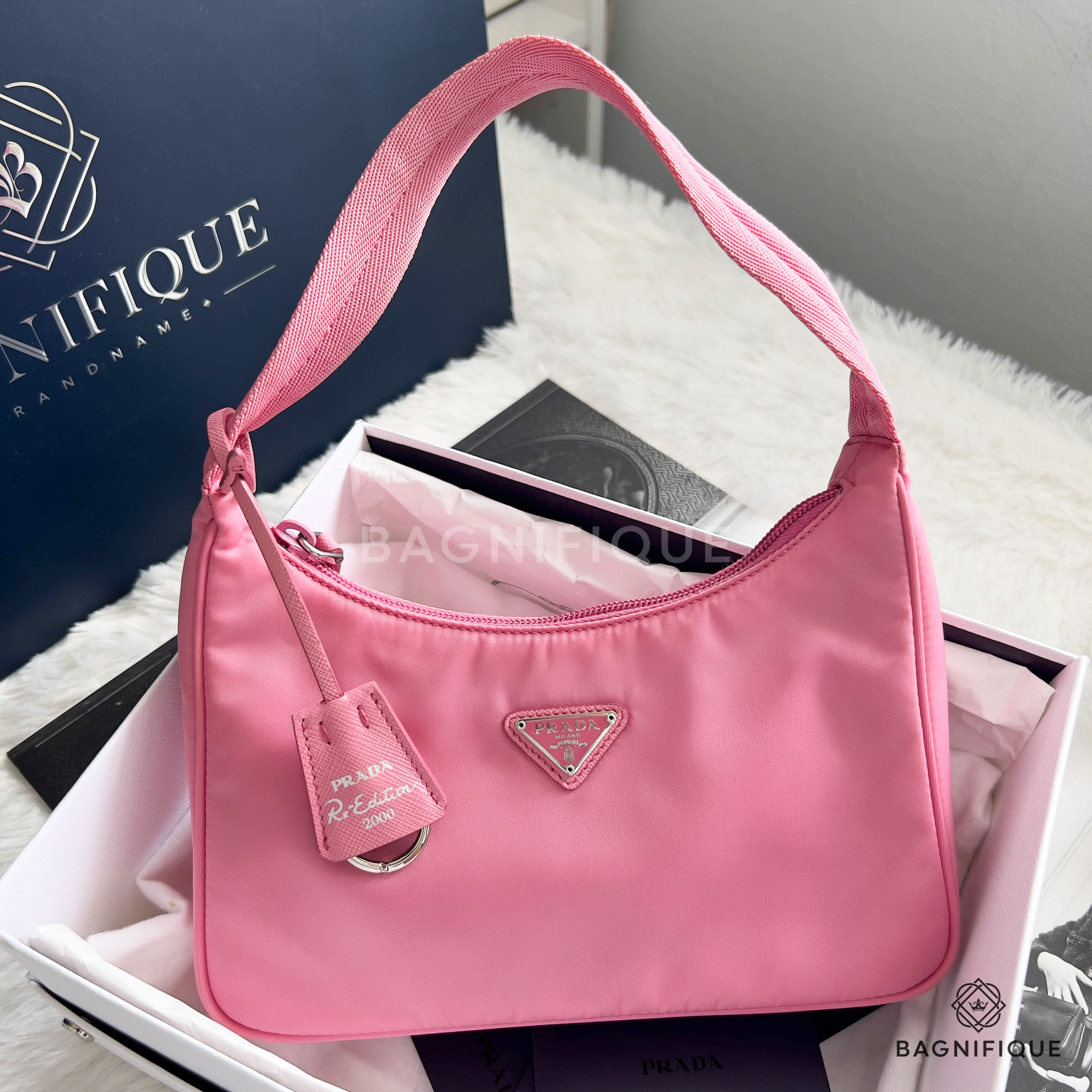 PRADA RE-EDITION 2000 MINI PINK NYLON SHW - BNF BRANDNAME - ThaiPick