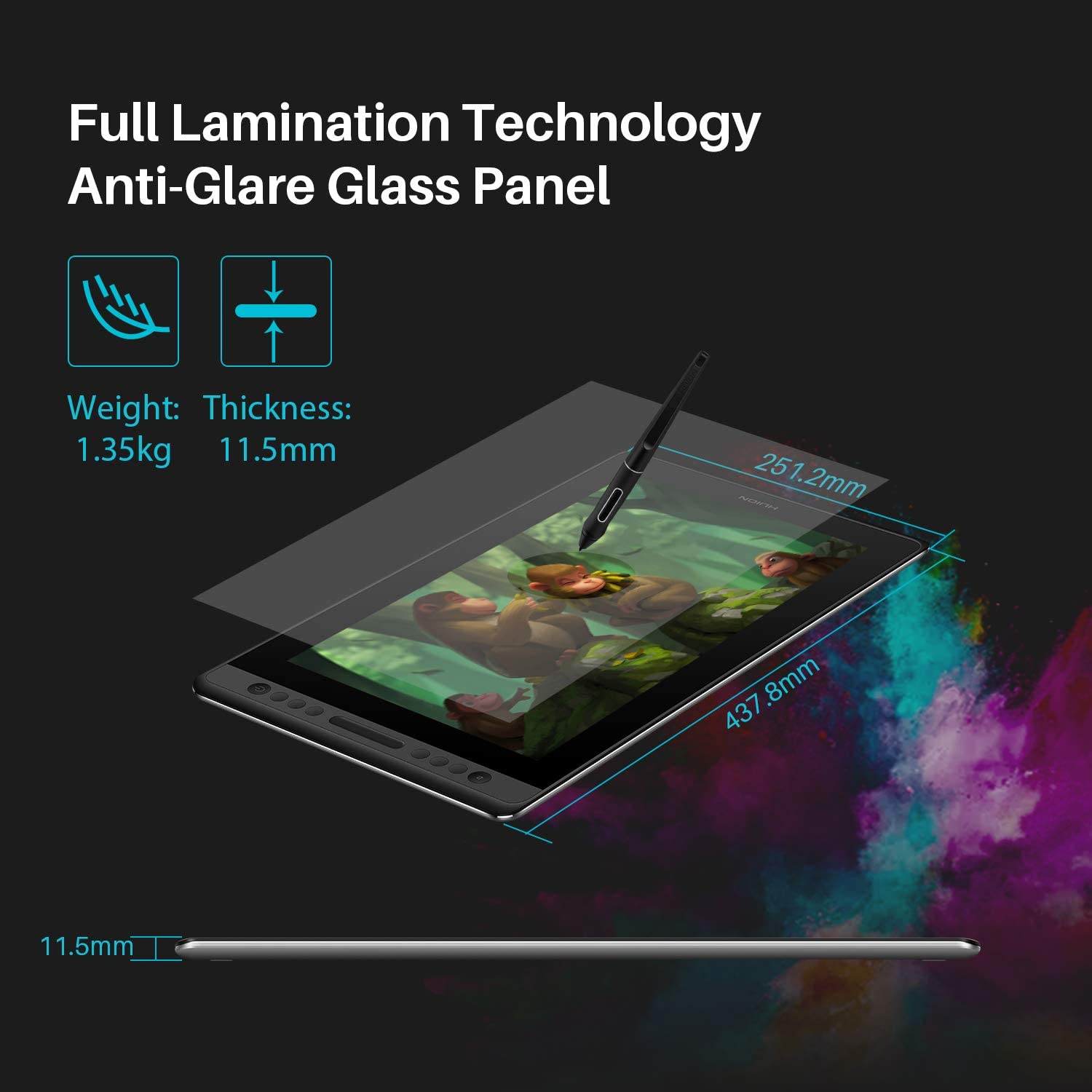 Huion Kamvas Pro 16 Drawing Monitor Pen Display 15.6 Inch IPS Full ...