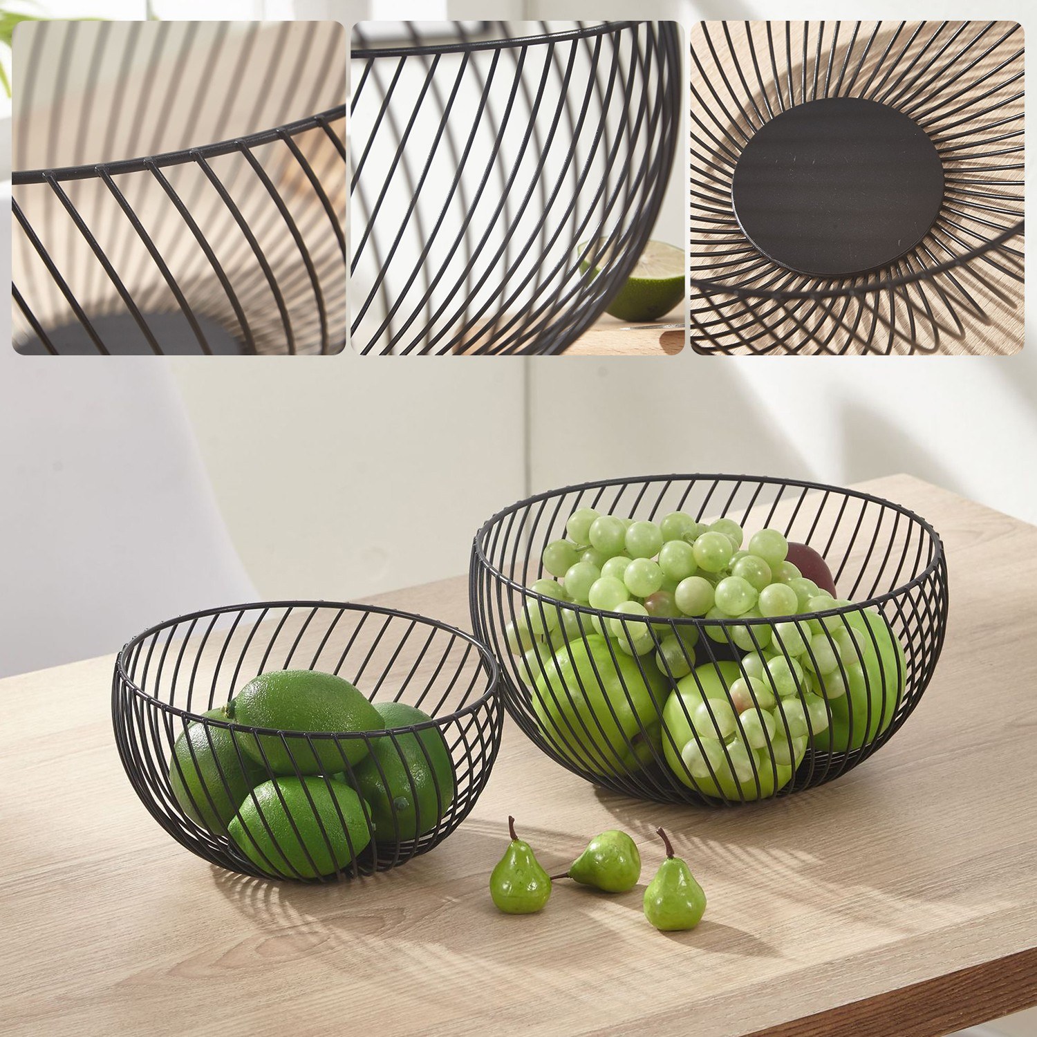 Fruit Dish Round Fruit Basket Metal Wire Bowl Stylish Dish Organizer ...
