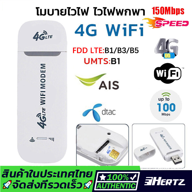 HERTZ 4G Pocket Wifi Router โมบายไวไฟ เราเตอร์ไร้สาย 150Mbps Mobile ...