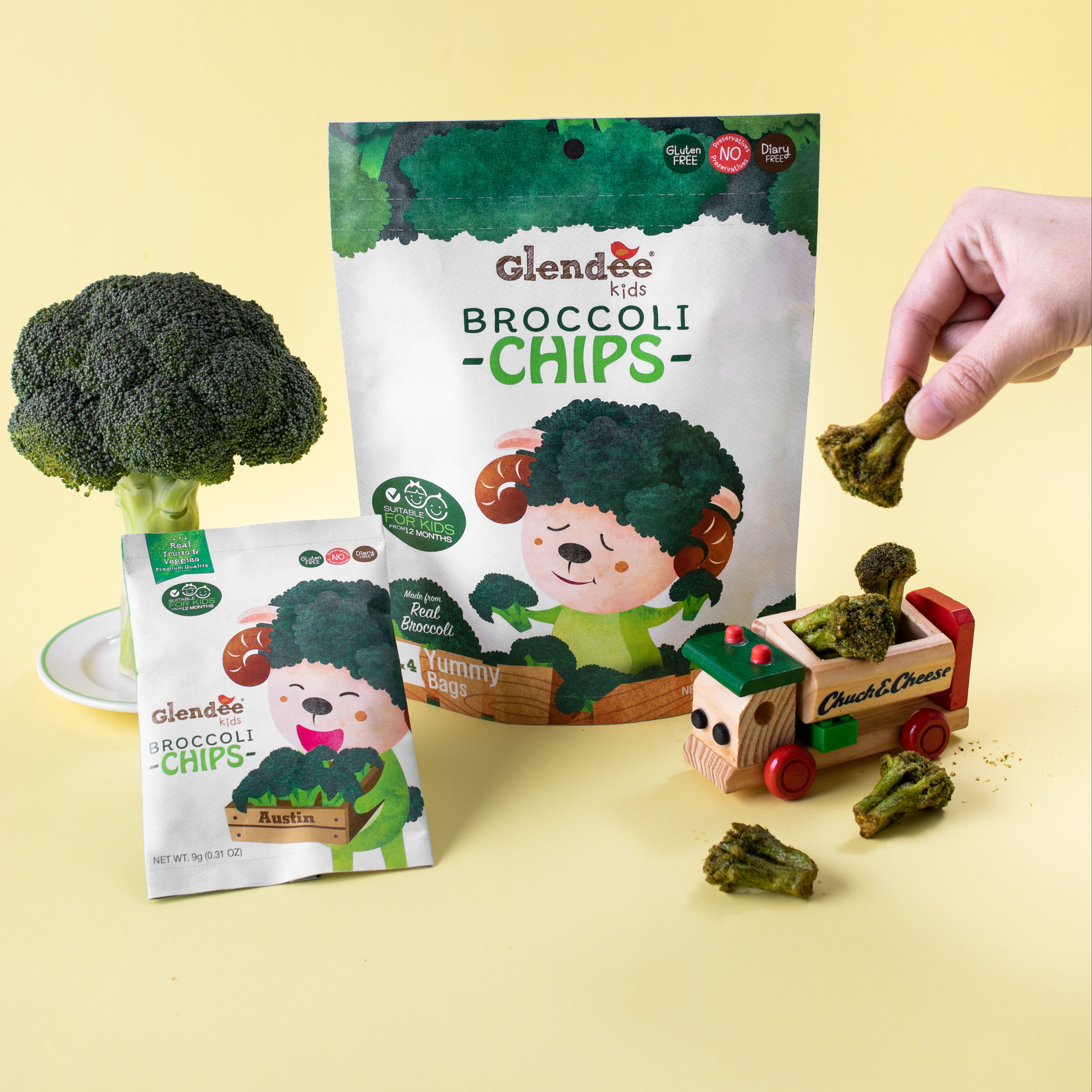 GlendeeKids Broccoli Chips / เกลนดี้คิดส์ บร็อคโคลี่กรอบ 36 g (แพค 4 ...