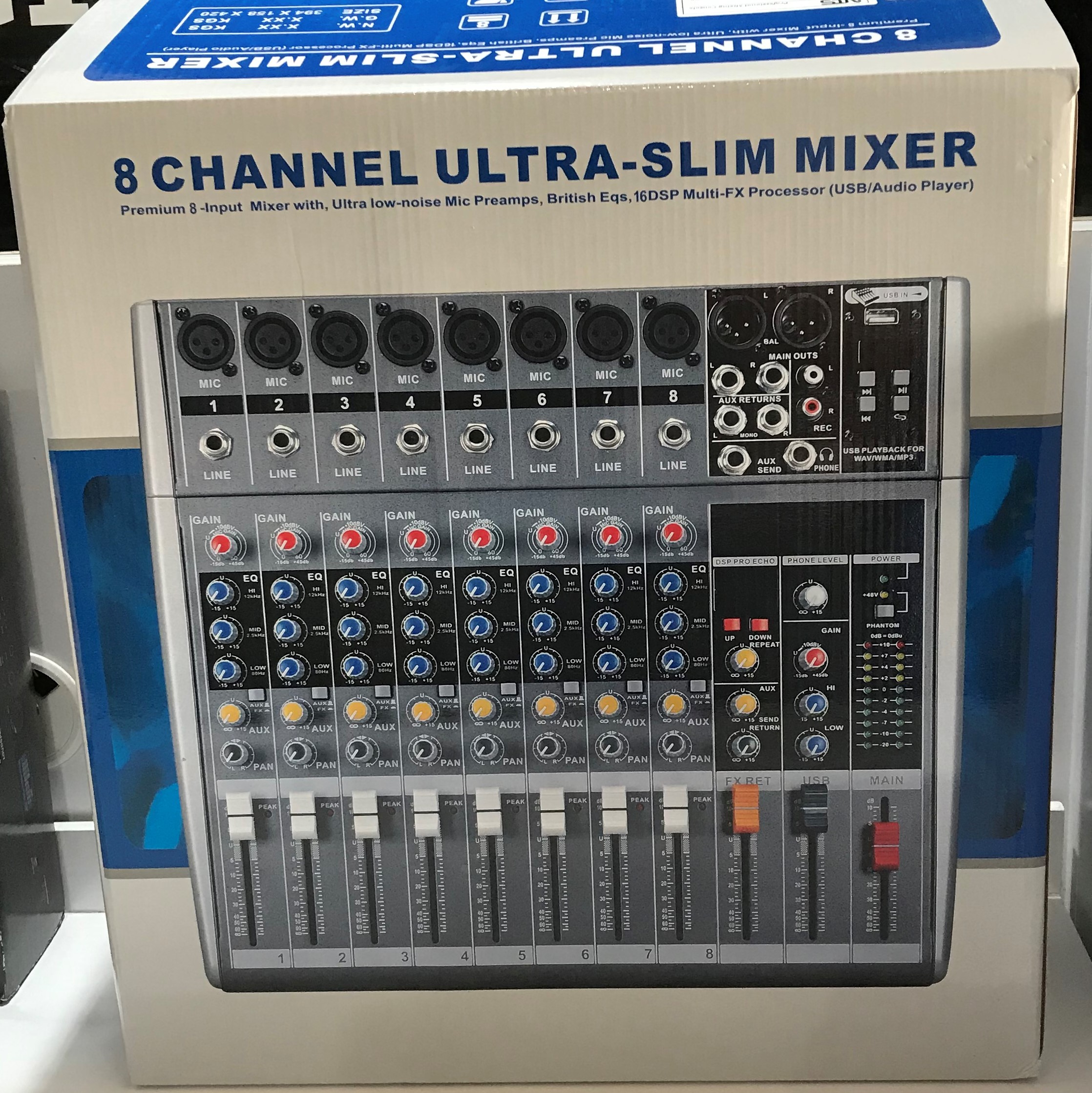 มิกเซอร์ NTS รุ่น MS-812FX 8 CHANNEL ULTRA-SLIM MIXER ม่ช่องเสียบไมค์สาย 8 ช่อง และสามารถเสียบ ...