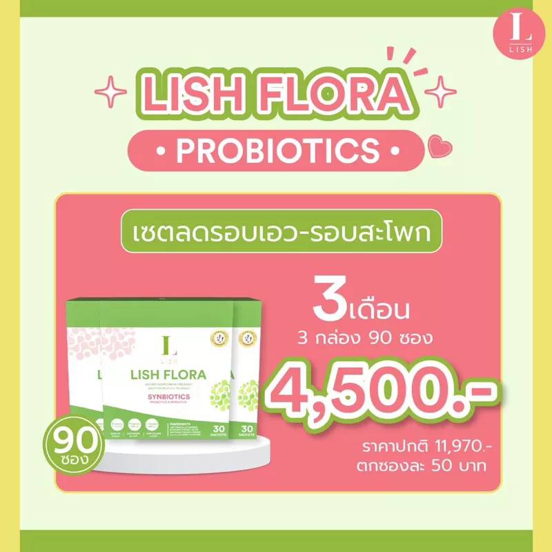 มีของแถม LISH FLORA 1 เดือน 30 ซองผลิตภัณฑ์ Synbiotics (Prebiotic ...