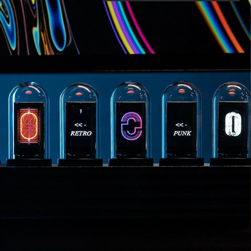 Cyberpunk Style RGB to Glow Tube Clock RGB Imitated Colorful Glow Nixie ...