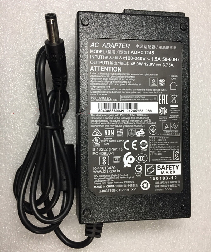 Orignal 12V 3.75A 45W AC DC Adapter ADPC1245 ADPC12416AB Charger For ...