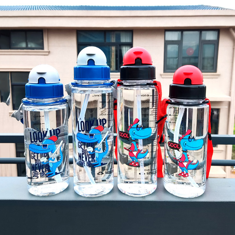 ขวดน้ำเด็ก แบบหลอดเด้ง มีสายสะพายลายดาบพิฆาตอสูร Dinosaur ฝาใส - MixASale