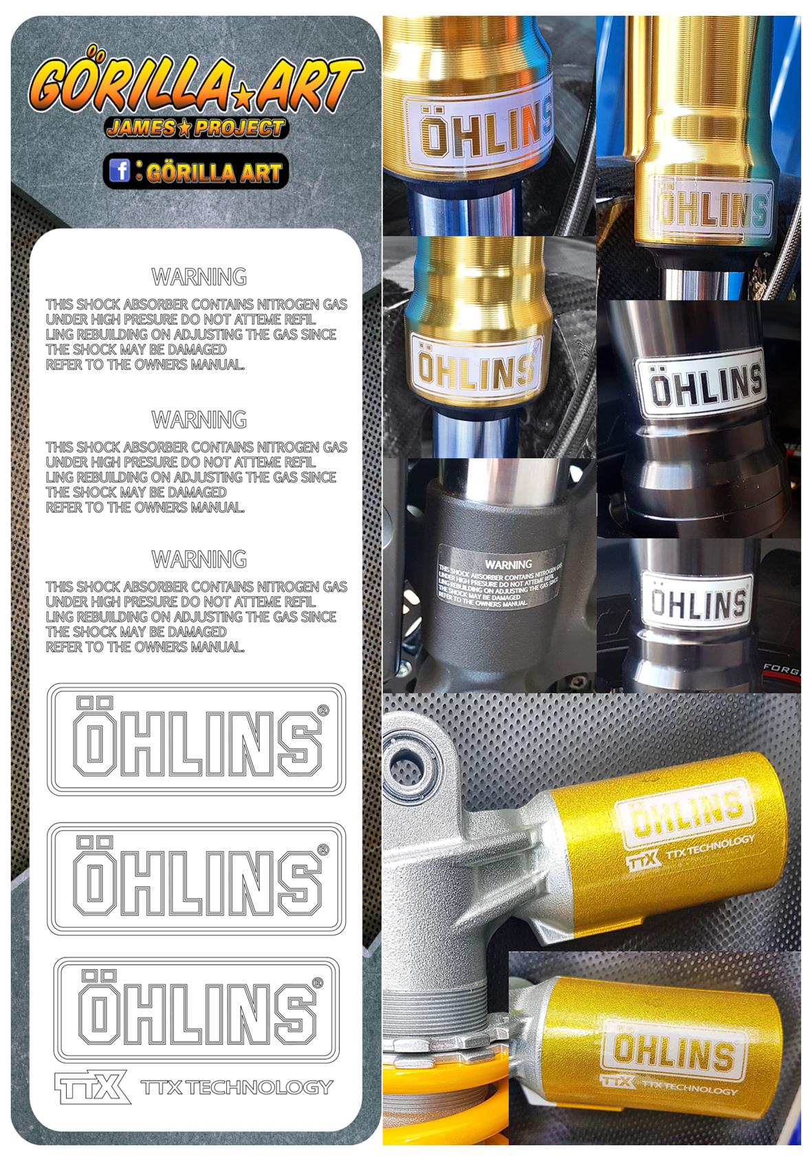 สติ๊กเกอร์ติด โช๊คหน้าหลัง โอลิน Ohlins เกรดพรีเมี่ยม / Motorcycle ...