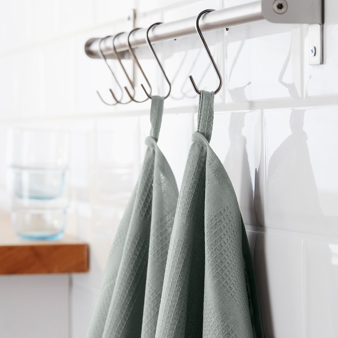 TROLLPIL โทรลล์พิล ผ้าเช็ดจาน, ขาว, เขียว, 50x70 ซม. ของใช้สำหรับห้อง ...