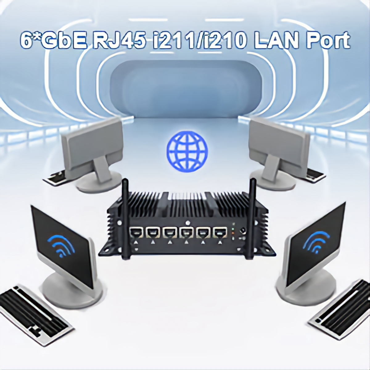 จัดส่งฟรี fanless Firewall Industrial Server มินิ PC In Core i5-8265U 6 ...