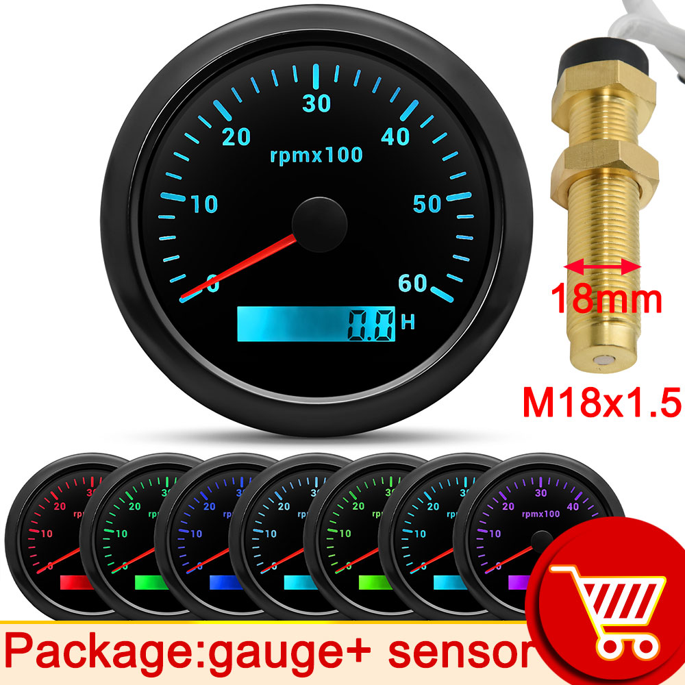 HD 6K 85มม. Tachometer Sensor RPM Gauge REV Counter 6000 RPM พร้อม ...