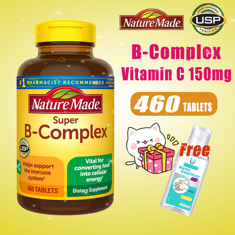 Nature Made Super B Complex with vitamin c multivitamin B family VB 460 ...