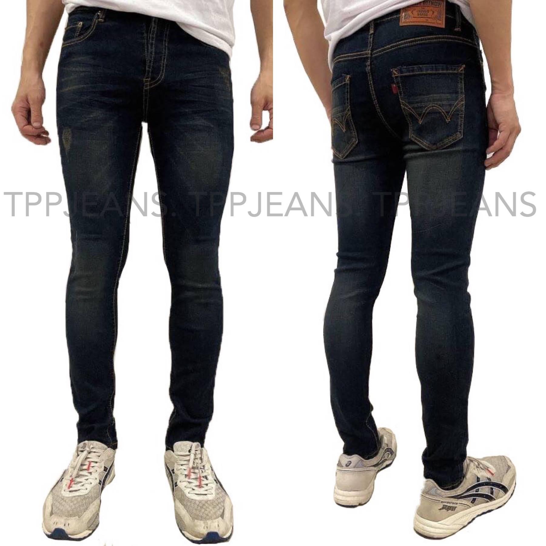 TPPJEANS DN Skinny Denim กางเกงยีนส์ชายสีบลูฟอกสนิม ทรงสกินนี่ ผ้ายืด ...