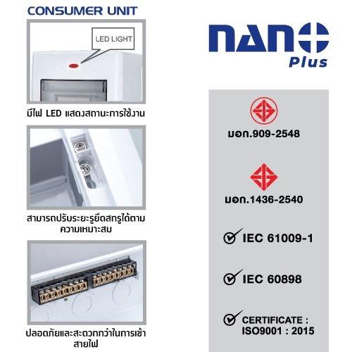 ตู้คอนซูมเมอร์ NANO NNP-CM NNP-CR Plus 8 ช่อง เมนธรรมดา MCB กันดูด RCBO ...