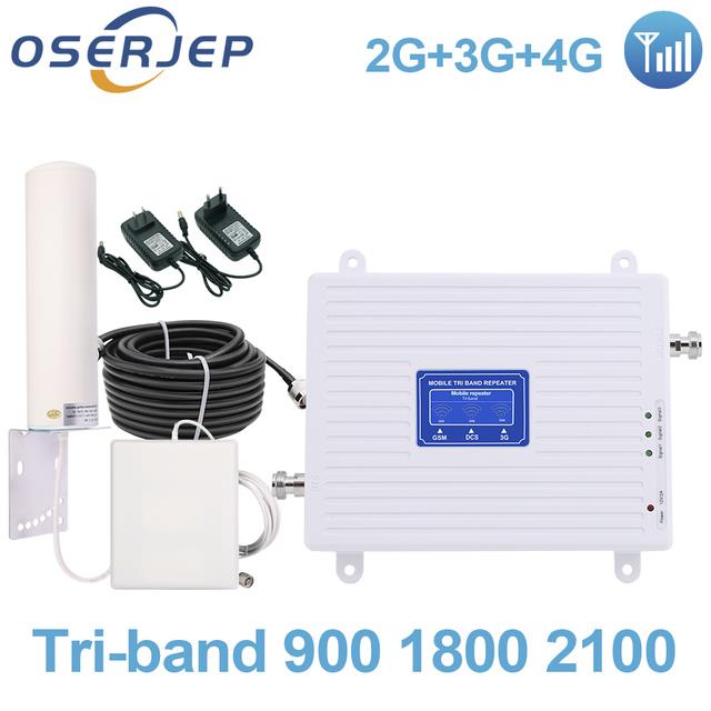 【CW】 Repeater gsm 2g 3g 4g Tri Band 900 1800 2100 2600MHz Cell Phone Cellular Amplifier Triband ...