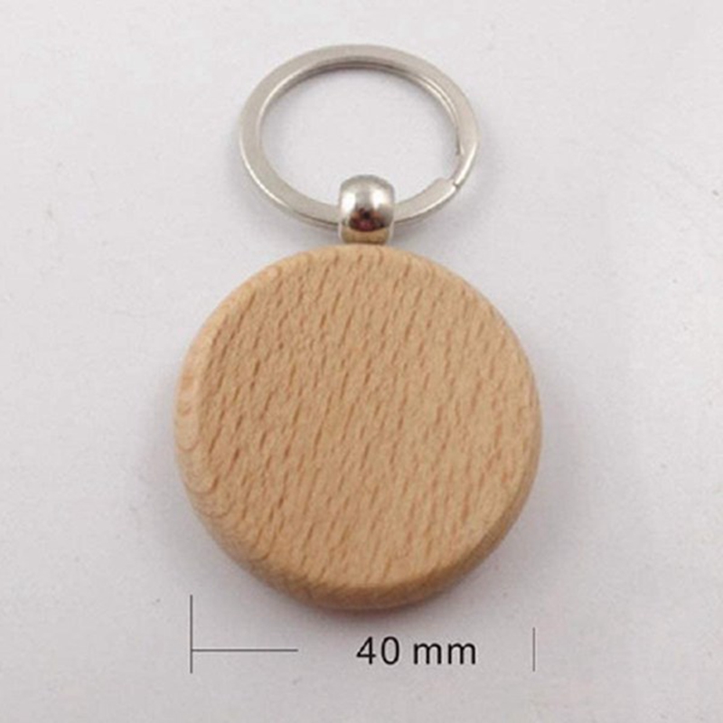 100Pcs Blank Round Wooden Key Chain Diy Wood Keychains Key Tags Can ...