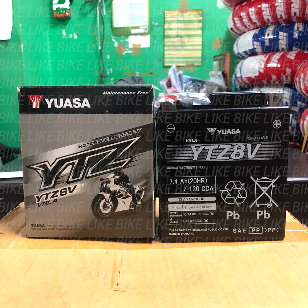**เปิดร้านใหม่** YUASA YTZ8V (12V 7.4Ah) แบตเตอรี่มอเตอร์ไซค์ แบตเตอรี่แห้ง - LIKE BIKE - ThaiPick