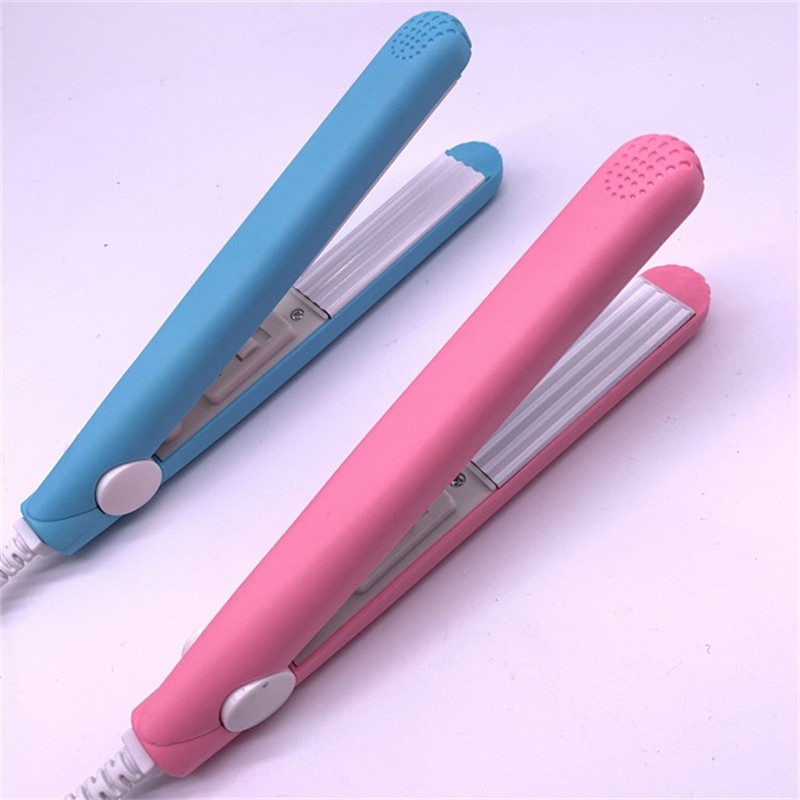 A Mini Hair Iron Pink Corrugated Plate Electric Curling Iron Curl ...