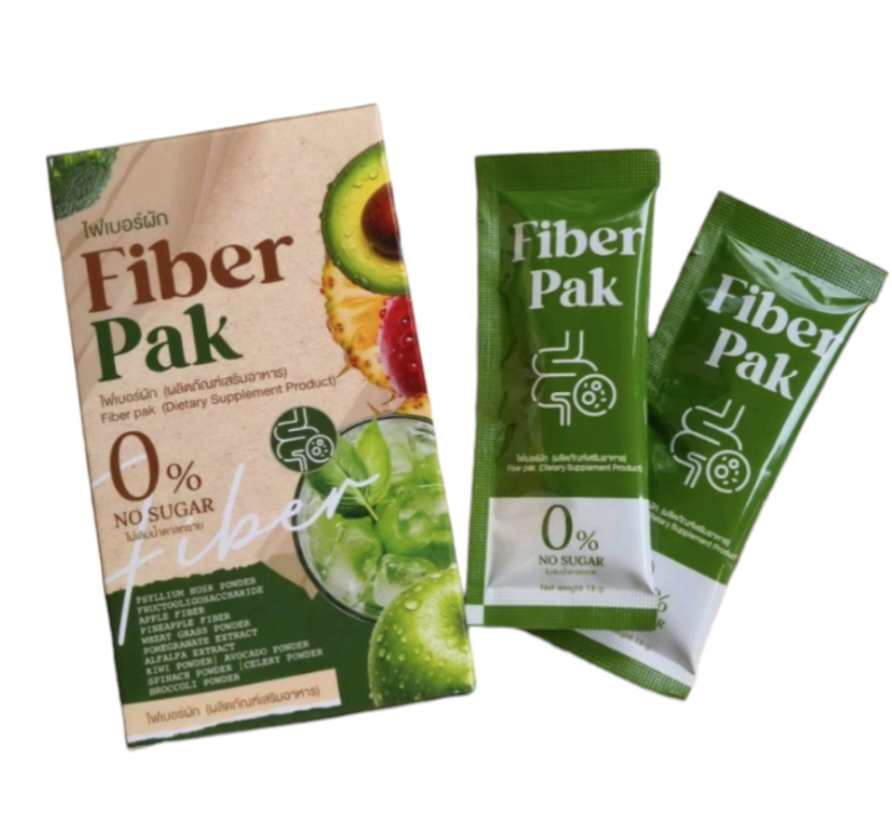 ไฟเบอร์ผัก แท้100% Fiber Pak บรรจุ 5ซอง/กล่อง ไฟเบอร์ผักชง ไฟเบอร์ผัก ...