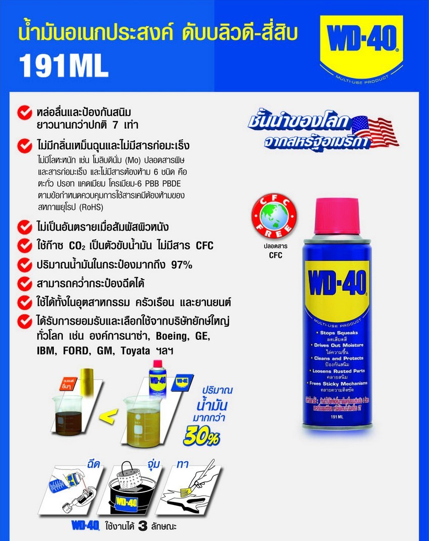 WD-40 น้ำมันครอบจักรวาล 191ml. WD-40191 - Thai Tools Depot - ThaiPick