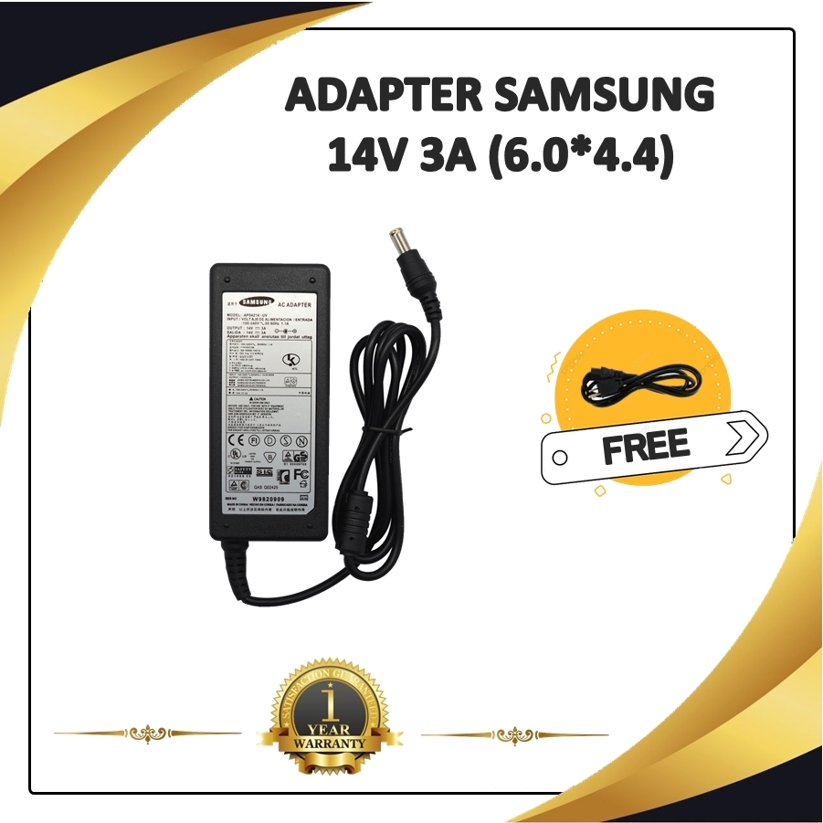 ADAPTER NOTEBOOK SAMSUNG 14V 3A (6.0*4.4) / อะแดปเตอร์ซัมซุง + แถมสายไฟ ...