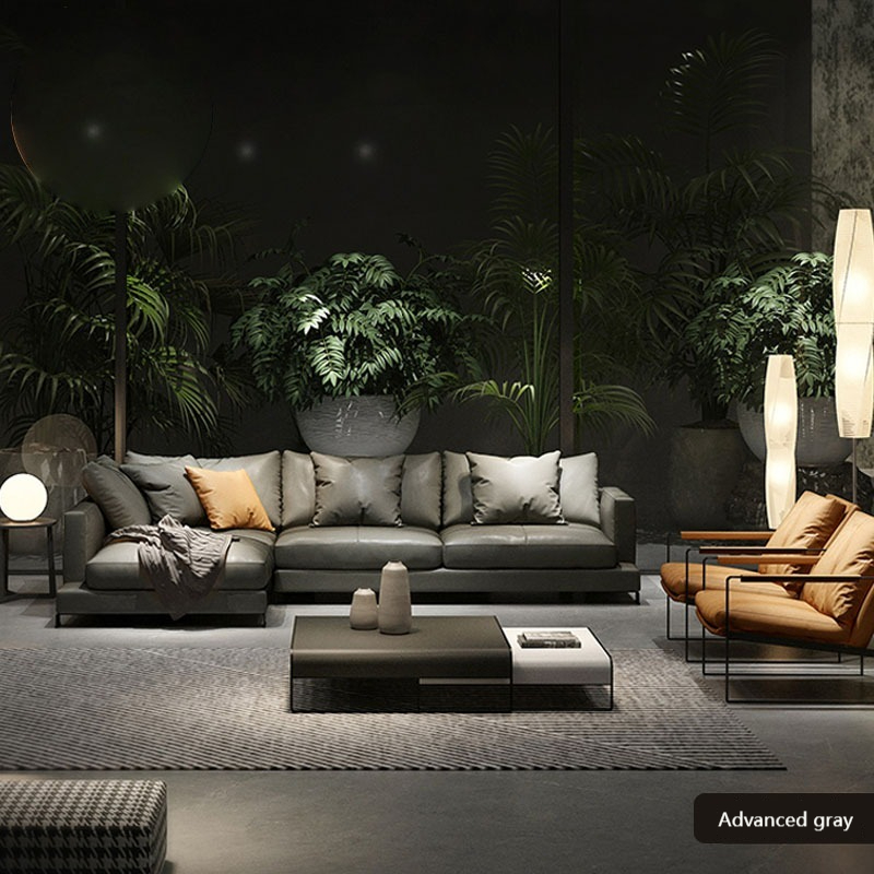 OMEGA HOME โซฟา Italian Design Genuine Leather Sofa, หนังแท้, Large ...