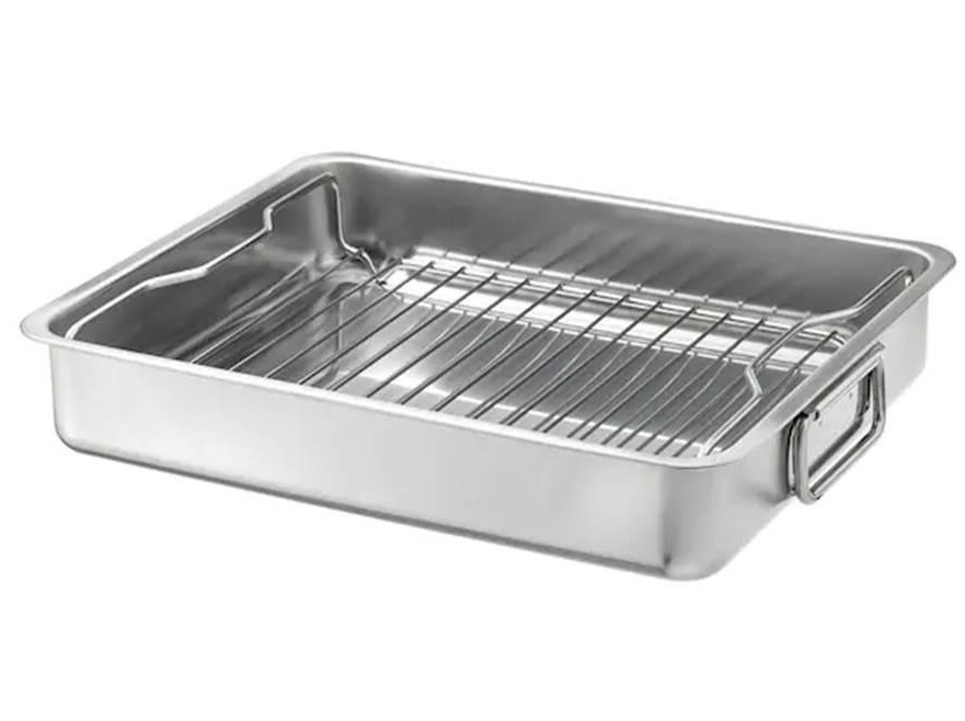 KONCIS Roasting tin with grill rack, stainless steel, 40x32 cm - Golden ...