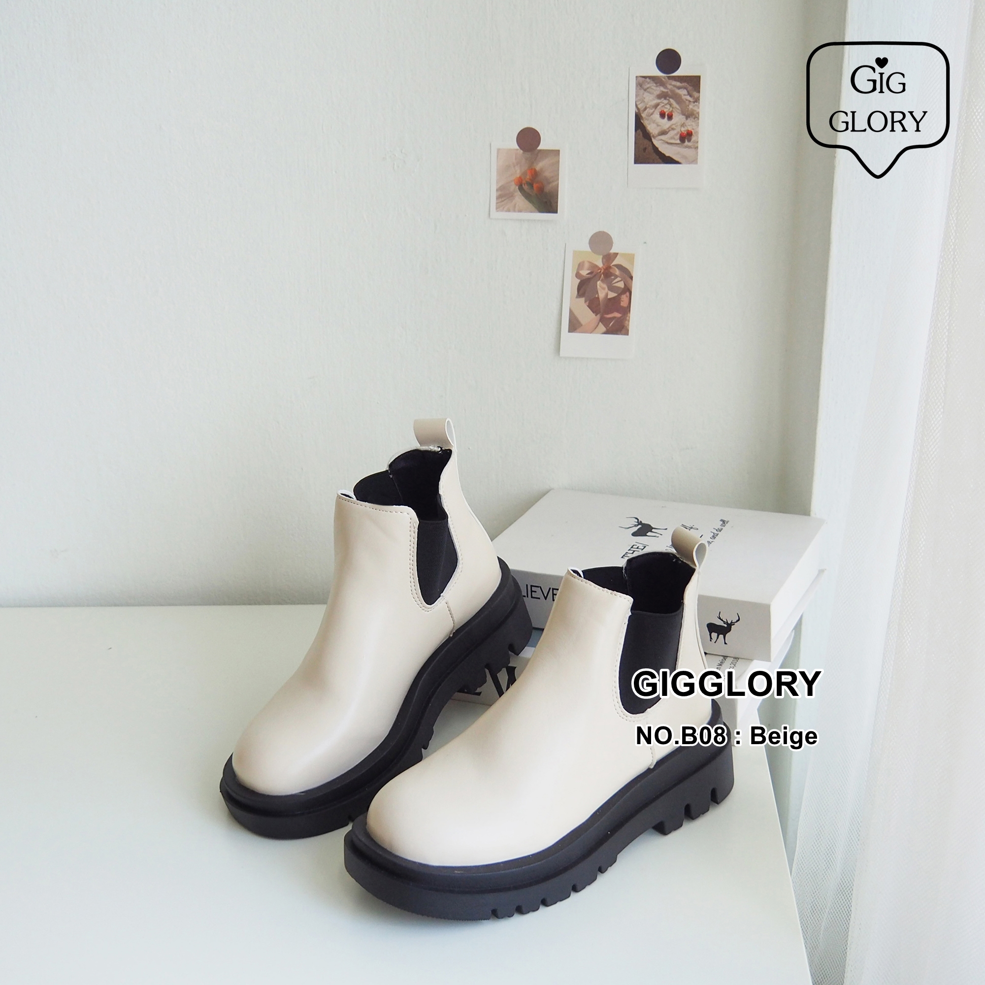 ️ พร้อมส่ง รองเท้าบูทแบบสวม บูทสั้น สไตล์เกาหลี (No.B08) | Lazada.co.th