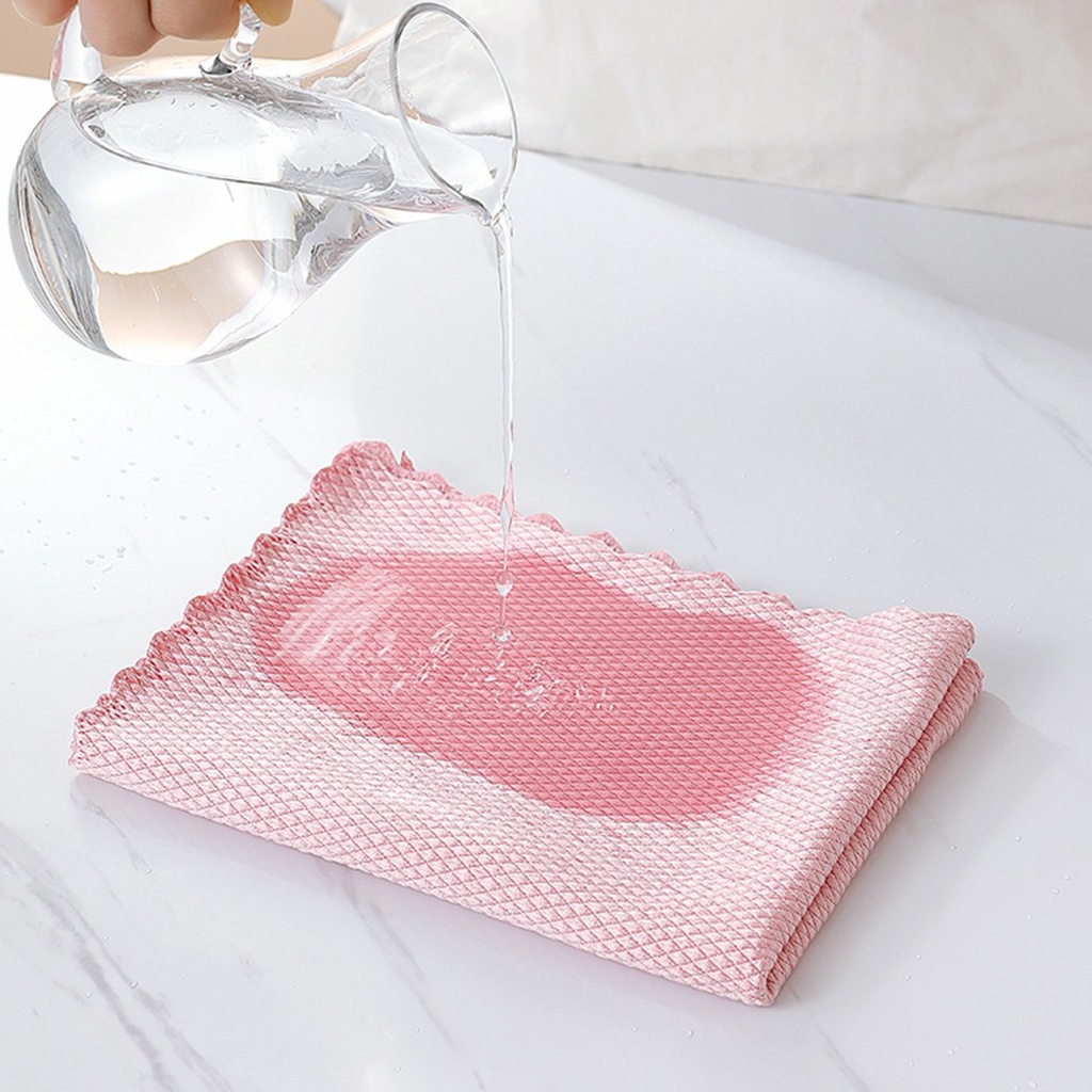 5PCSSet Fish Scale Cloth Microfiber Cloth Kitchen Dish Towel Super ...