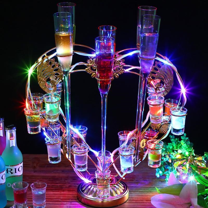 Creative glow with champagne cocktail glass shelf bar KTV frame heart ...