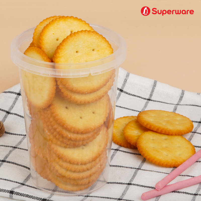 Best seller Srithai Superware กล่องพลาสติกใส่อาหาร กระปุกพลาสติกใส่ขนม ทรงกลมฝาล็อค ฝาสีแดง ขนาด ...