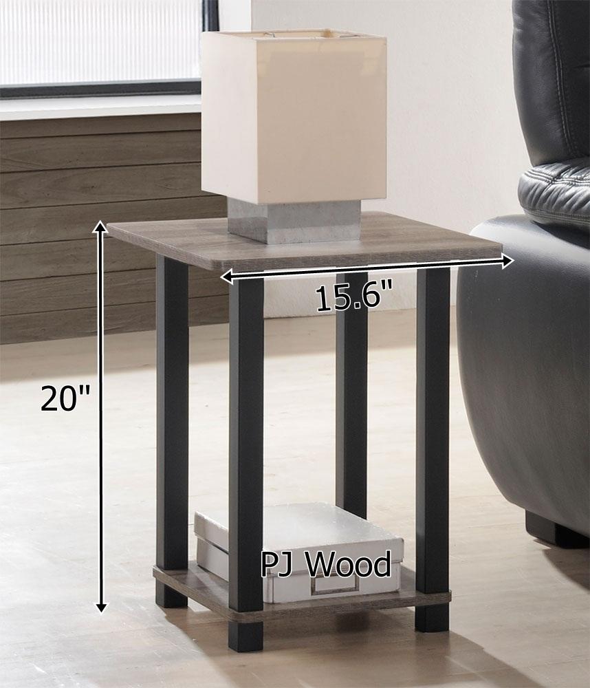 PJ Wood โต๊ะข้าง พร้อมชั้นวาง 2 ชั้น โต๊ะวางข้างน๊อคดาวน์แบบเหลี่ยม ...