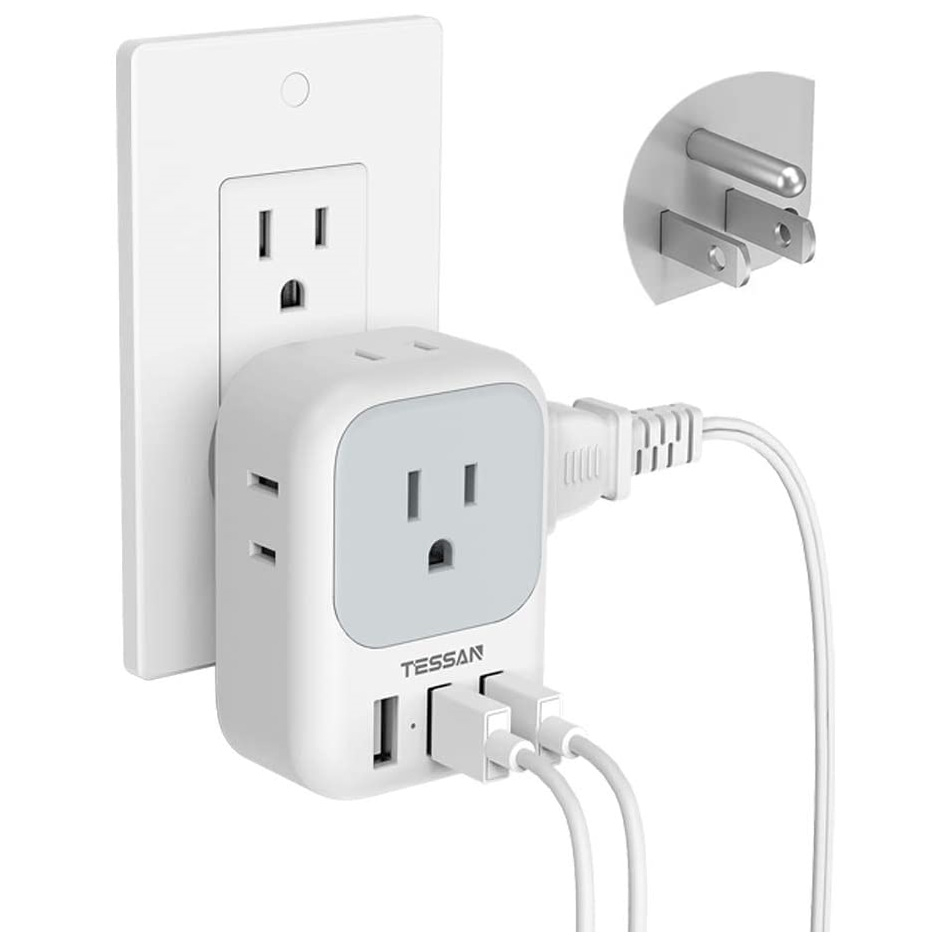 10 In 1 Multi Plug Adapter Outlet Extender Wall Charger With 3 Usb Tessan Electrical Plug Usb