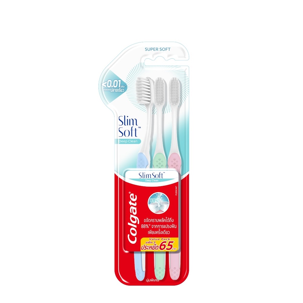 Colgate Slim Soft Deep Clean Ultra Soft Toothbrush Pack 3 คอลเกต ...