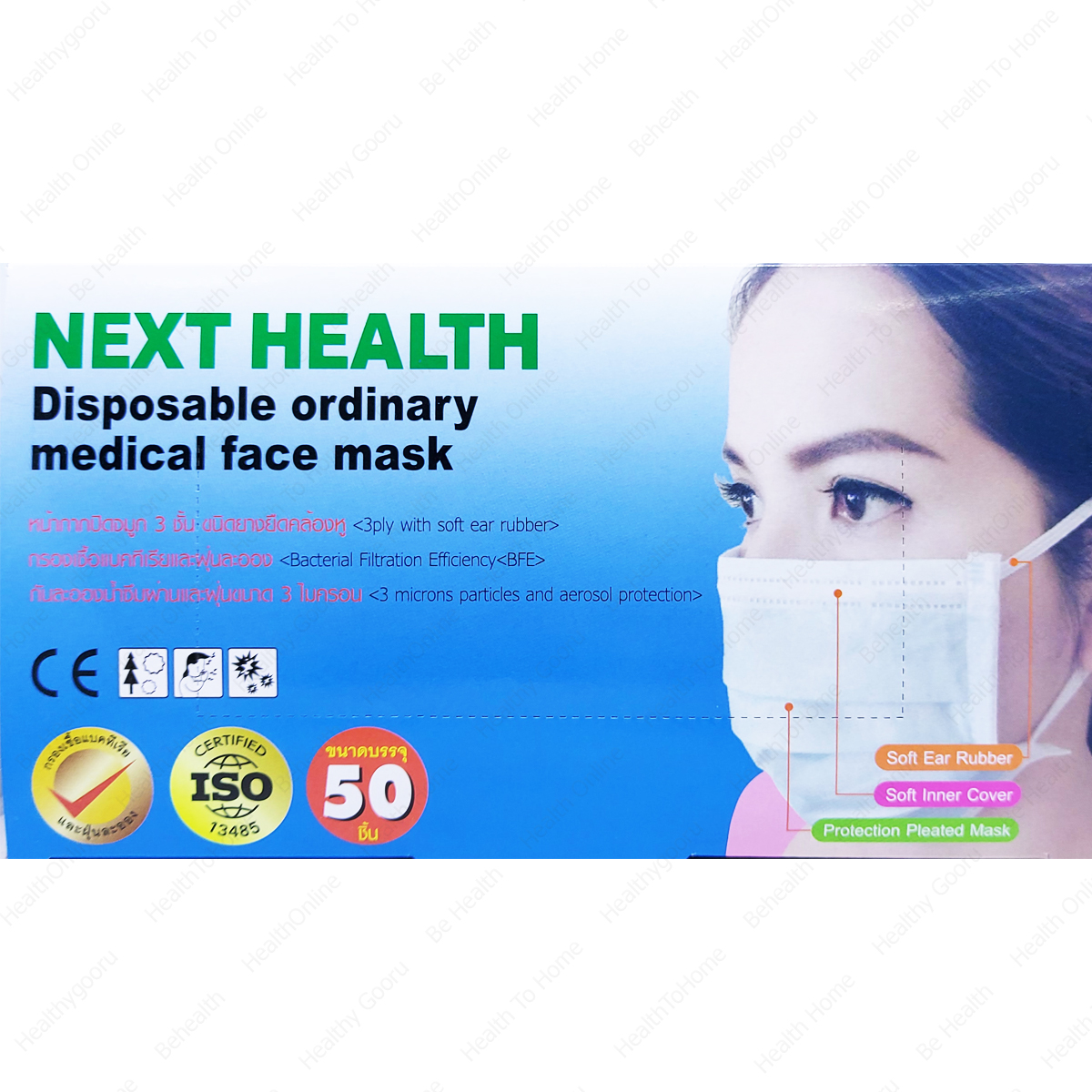 2 กล่อง (Boxs) Next Health Medical TLM True Line Med Mask หน้ากากอนามัย ...