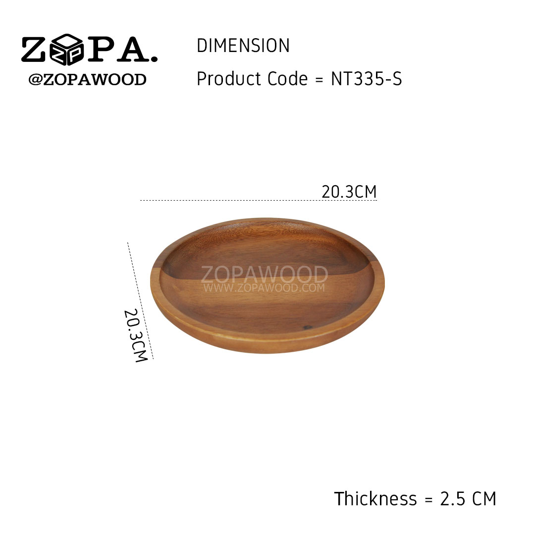 ถาดไม้กลม จามจุรี ถาดอาหาร ถาดเสิร์ฟ ขนาดเล็ก NT335-S Zopa round wood ...