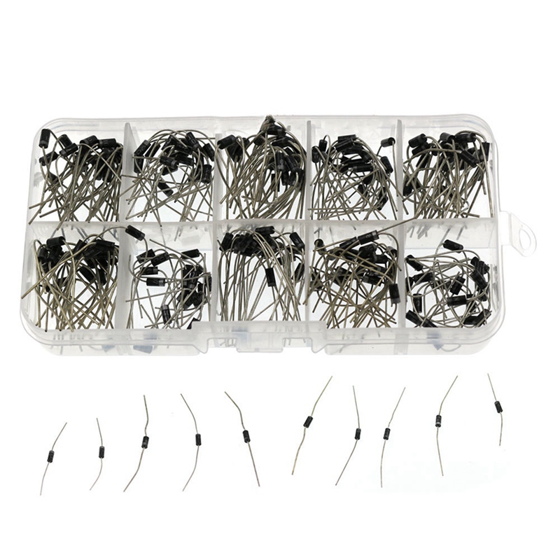 200Pcs 10 Values Rectifier Diode Assorted Kit 1N4001 1N4002 1N4003 ...