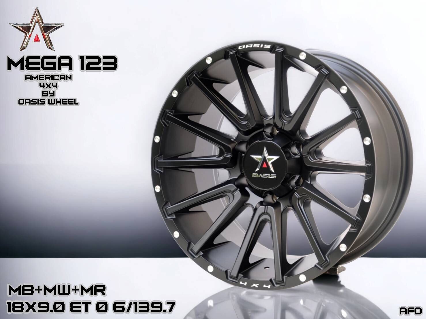 ล้อแม็กใหม่ - MEGA123 - ขอบ18 - สีดำด้าน - ขอบ18 - งาน OASIS (18 x 6รู ...