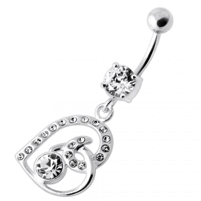 Multi Jeweled Heart Belly Bar PBM2090 | Lazada.co.th