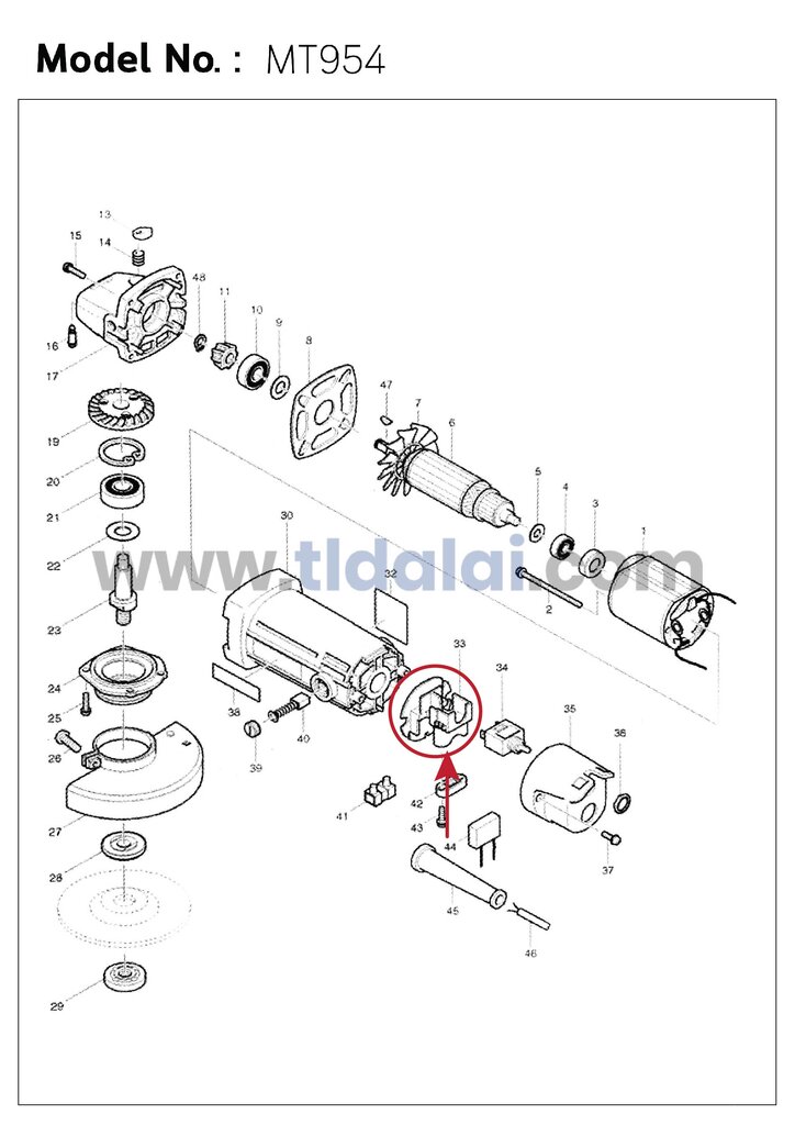 ฝายึดสวิทซ์ (แท้) หินเจียร Maktec รุ่น MT950 #33, MT954 #33, MT958 #36 ...