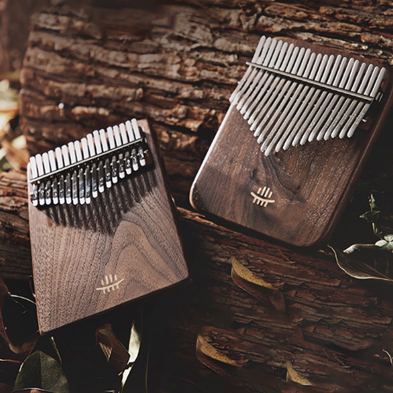 HLURU Kalimba Black Walnut Curly Figure Keyboard Thumb Piano Chamfer ...