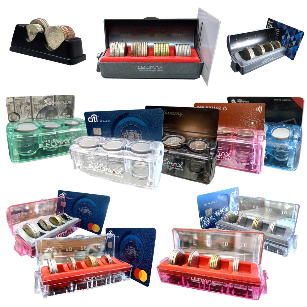 LEOMAX (ออกใบกำกับภาษีได้) กล่องใส่เหรียญติดรถยนต์ กล่องเหรียญ กล่องทอน ...