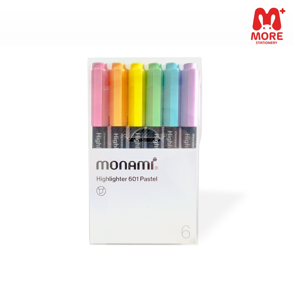Monami (โมนามิ) ปากกาเน้นข้อความ Highlighter รุ่น 601 (แพ็ค 4 , 6 สี ...