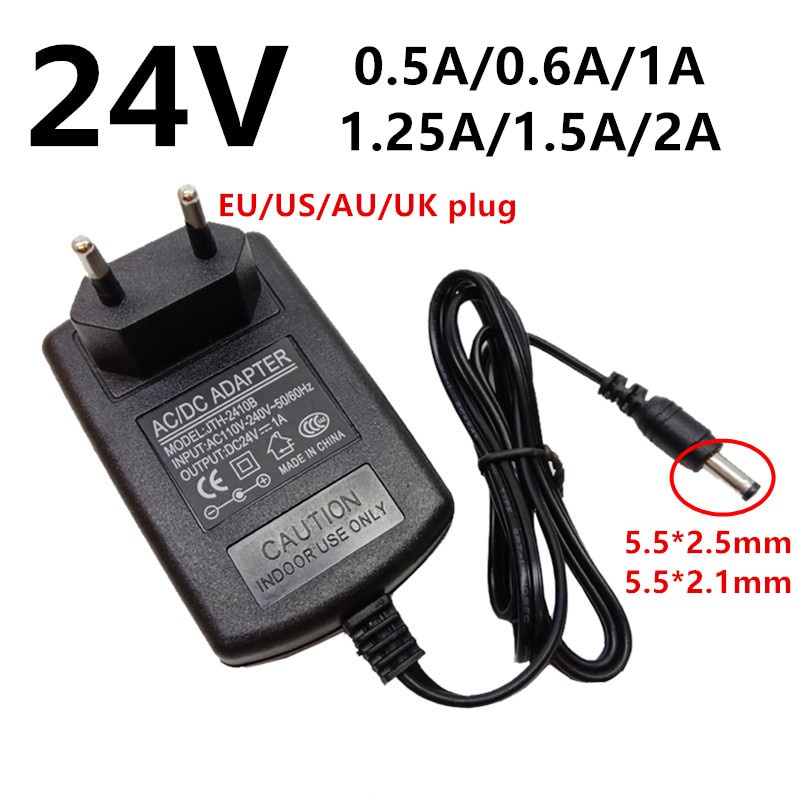 24V universal power supply Adapter AC DC 24 V 0.5A 500mA 0.6A 600mA 1A 1.25A 1250mA 1.5A 2A ac ...