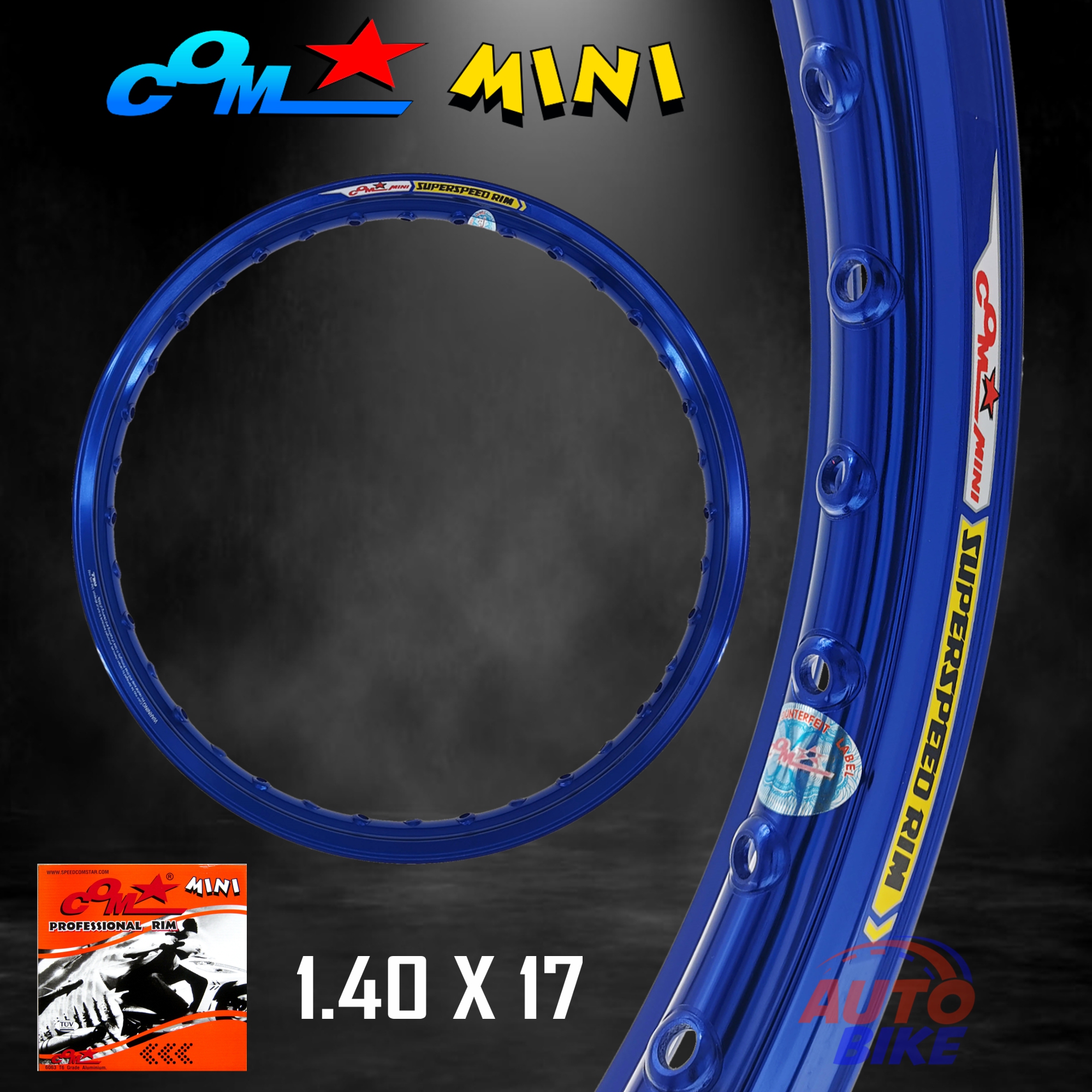 ล้อ COM MINI 1.40 X 17 ขอบยก จำนวน 1 วง มีให้เลือกหลายสี ล้อคอม มินิ ขนาด 1.40 ขอบ 17 ของแท้ กา ...