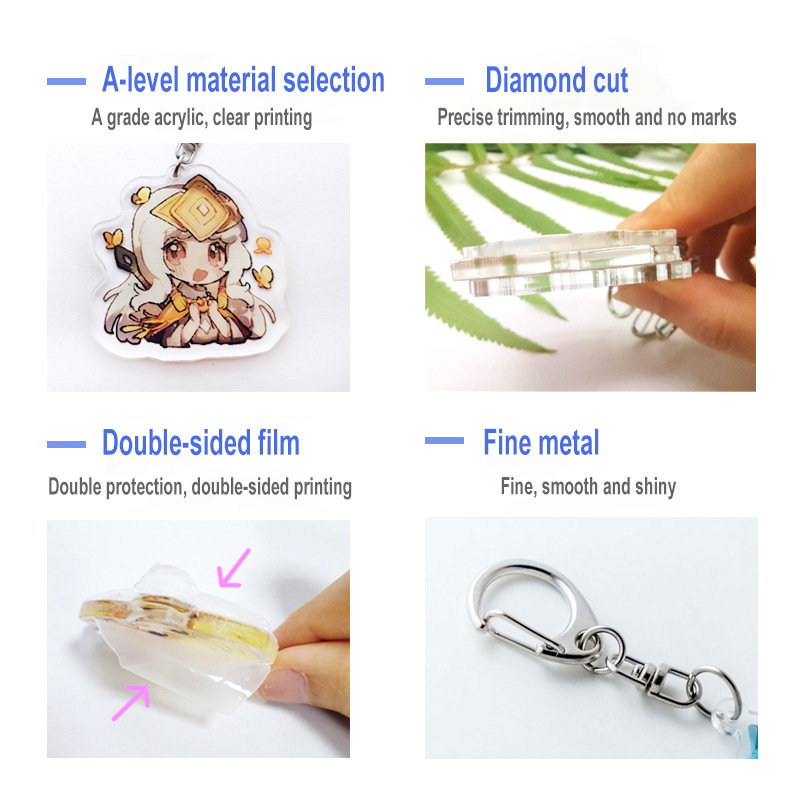 Cute Anime Genshin Impact Keychain Zhongli Chongyun Aether Kawaii ...